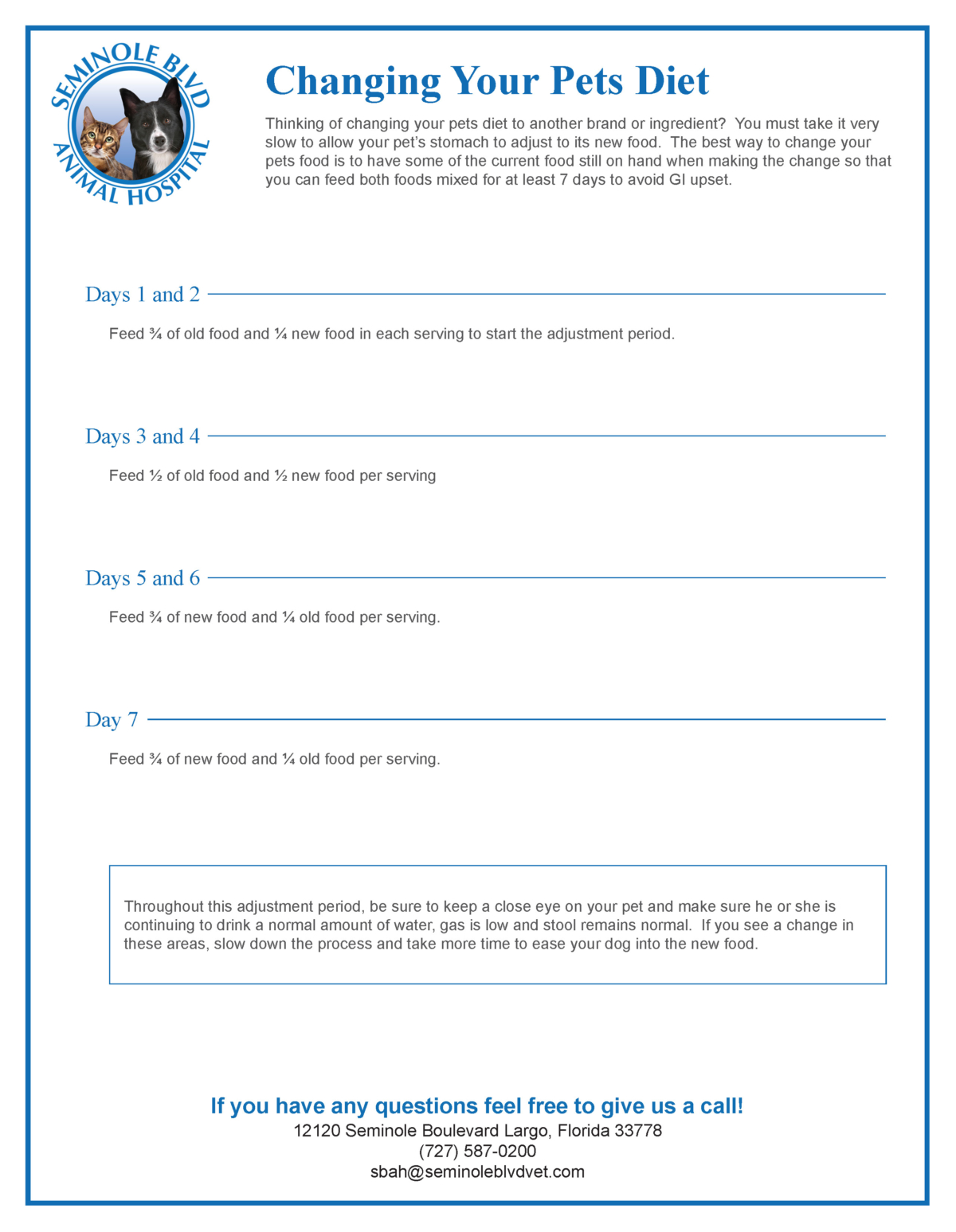 Client Handouts - Largo, FL - Seminole Boulevard Animal Hospital