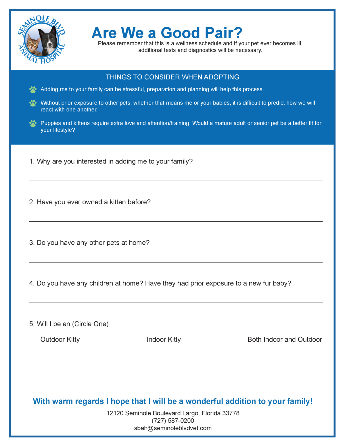 Client Handouts - Largo, FL - Seminole Boulevard Animal Hospital
